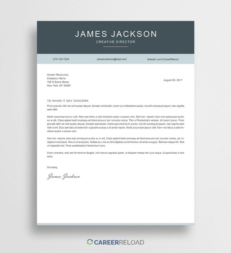 Download Free Cover Letter Template for Photoshop