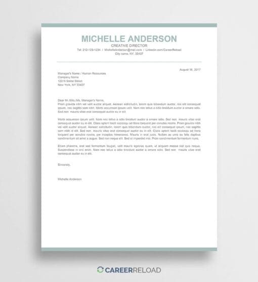 Free Cover Letter Template - Michelle - Career Reload