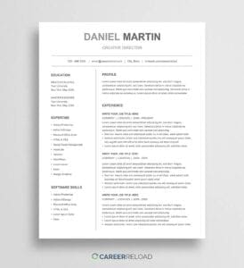 Free Resume Doc Template - Career Reload