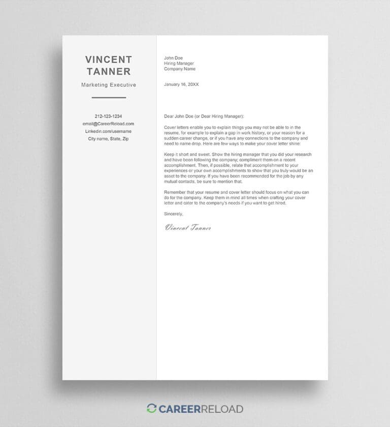 Free Cover Letter Templates for Microsoft Word - Instant Download