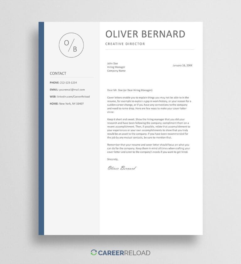 Professional PowerPoint Cover Letter - Career Reload
