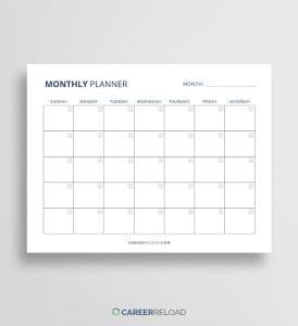 Blank Monthly Planner - PDF Download - Career Reload