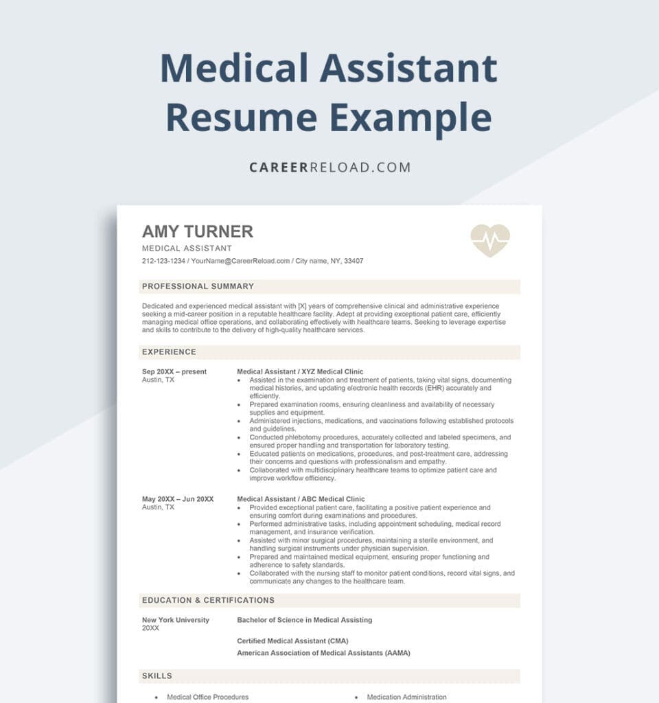 Medical Assistant Resume Example & Template - Career Reload