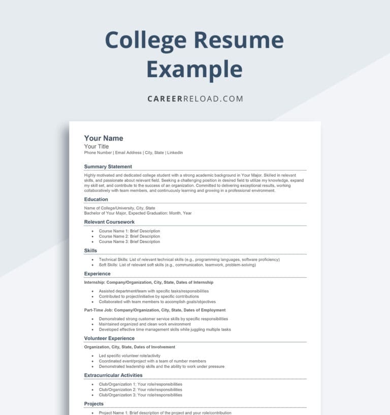 College Resume Example That Helps You Standout - Career Reload