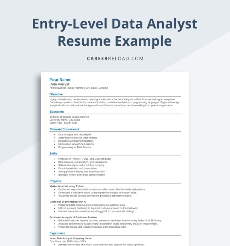 Entry-Level Data Analyst Resume Example and Template - Career Reload
