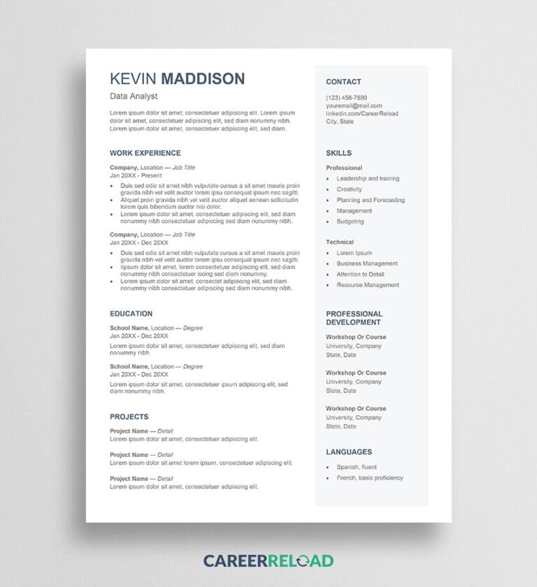 63+ Free Microsoft Word Resume Templates to Download 2024