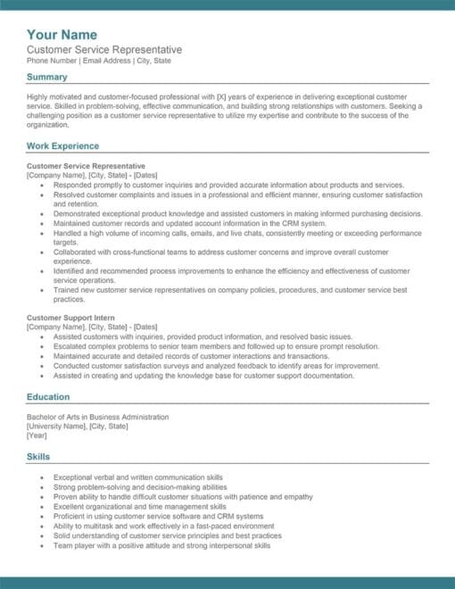 Resume Examples and Samples