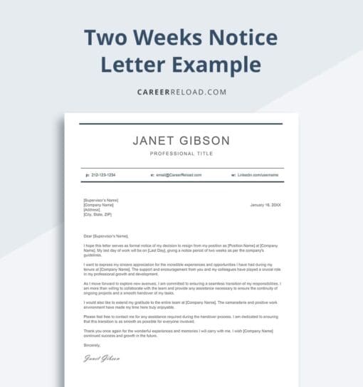 How to Write a Two Weeks Notice (Examples & Templates) - Career Reload