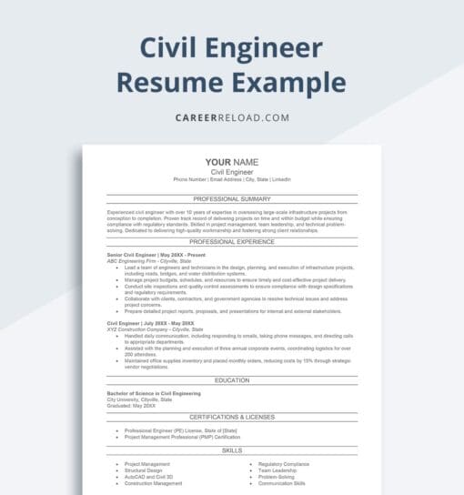 Civil Engineer Resume Example & Template - Career Reload