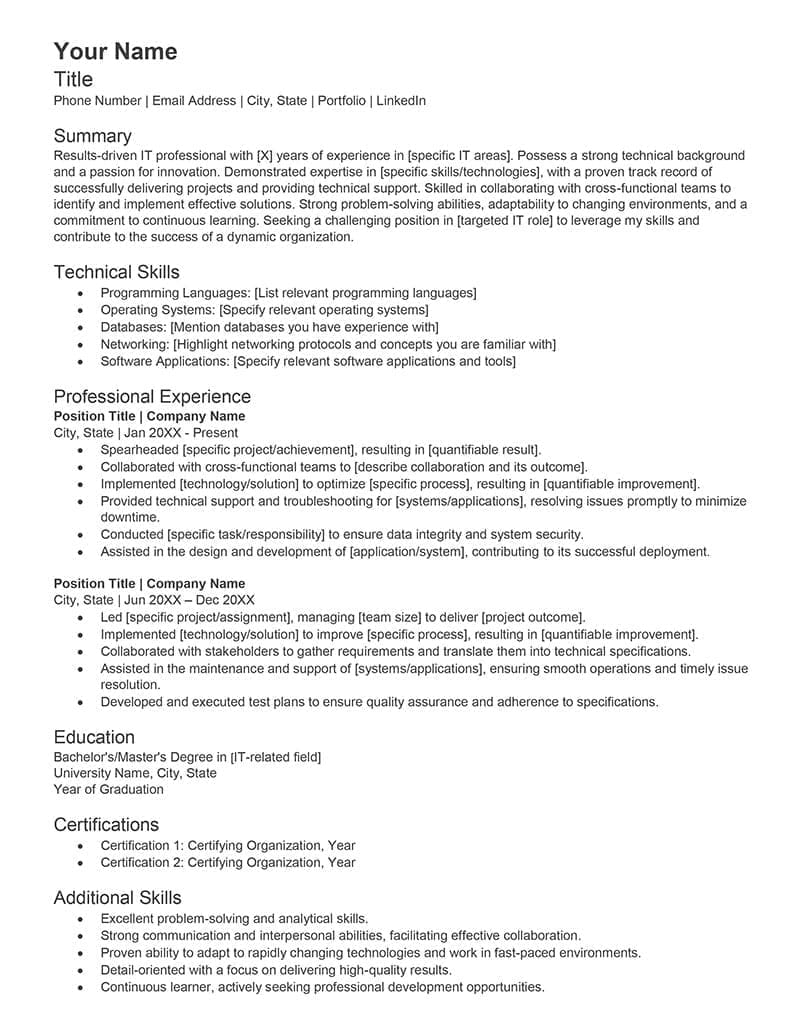 Resume Examples and Samples
