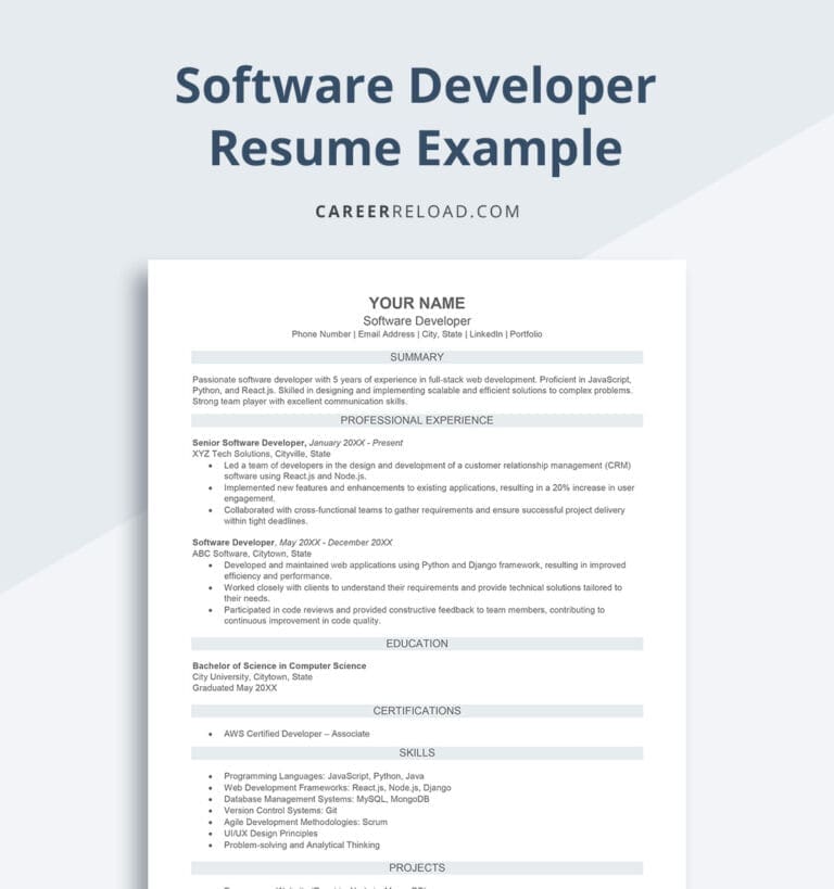 Software Developer Resume Example