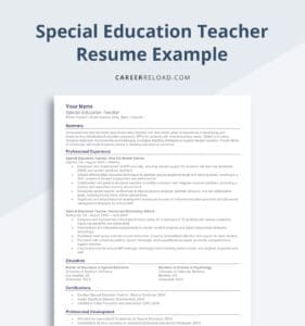 Special Education Teacher Resume Example & Template - Career Reload
