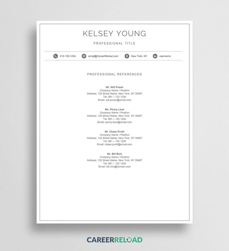 Resume References Examples - Career Reload