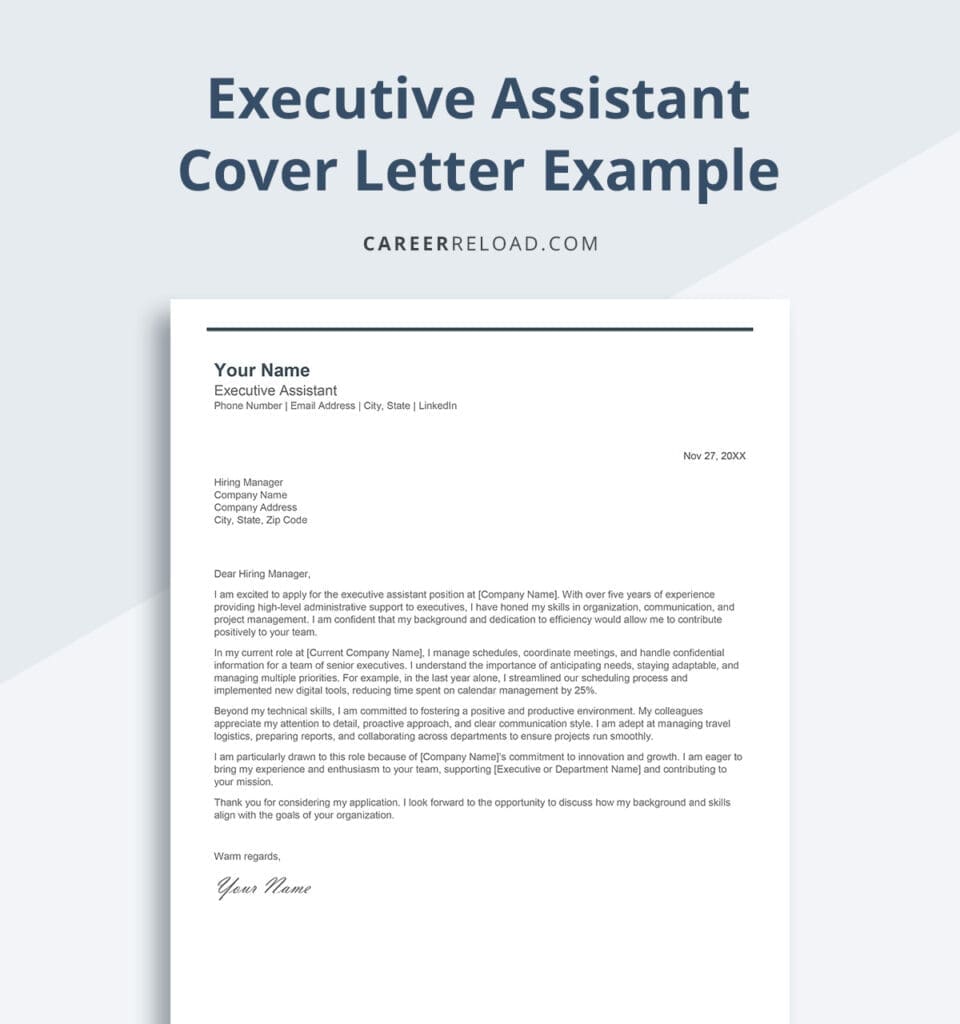 Job Winning Executive Assistant Cover Letter Examples - Career Reload