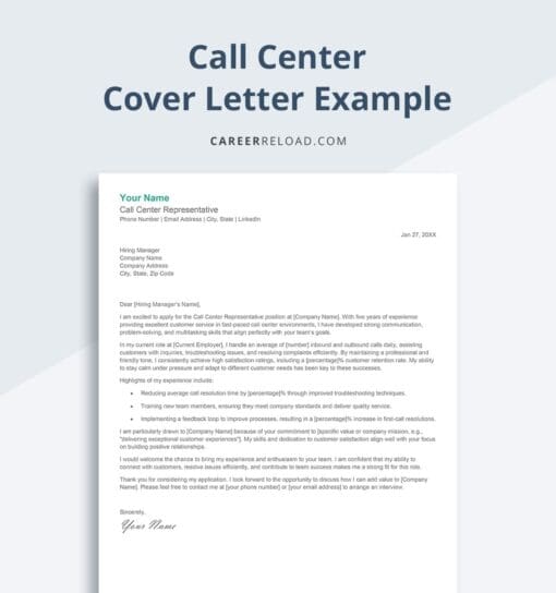 Call Center Cover Letter Examples And Writing Tips - Career Reload