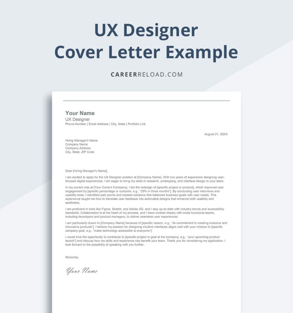 UX Designer Cover Letter Examples to Land Your Dream Job - Career Reload