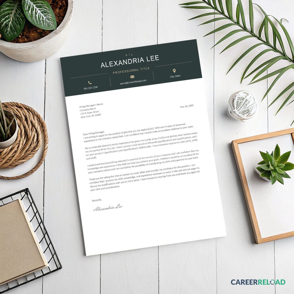 Free Cover Letter Design for Word | Instant .docx Download