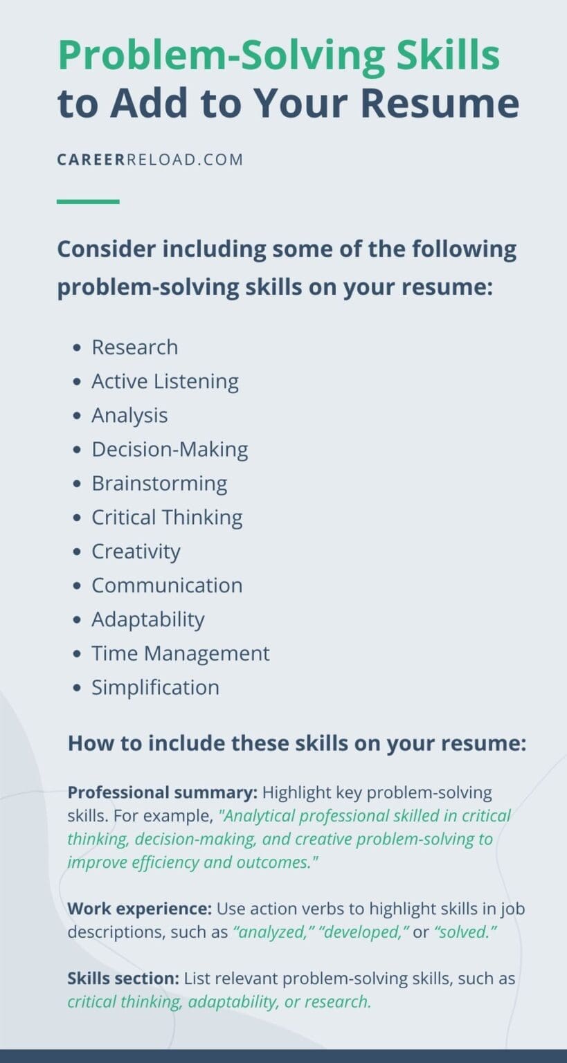 11 Problem-Solving Skills to Put on Your Resume - Career Reload