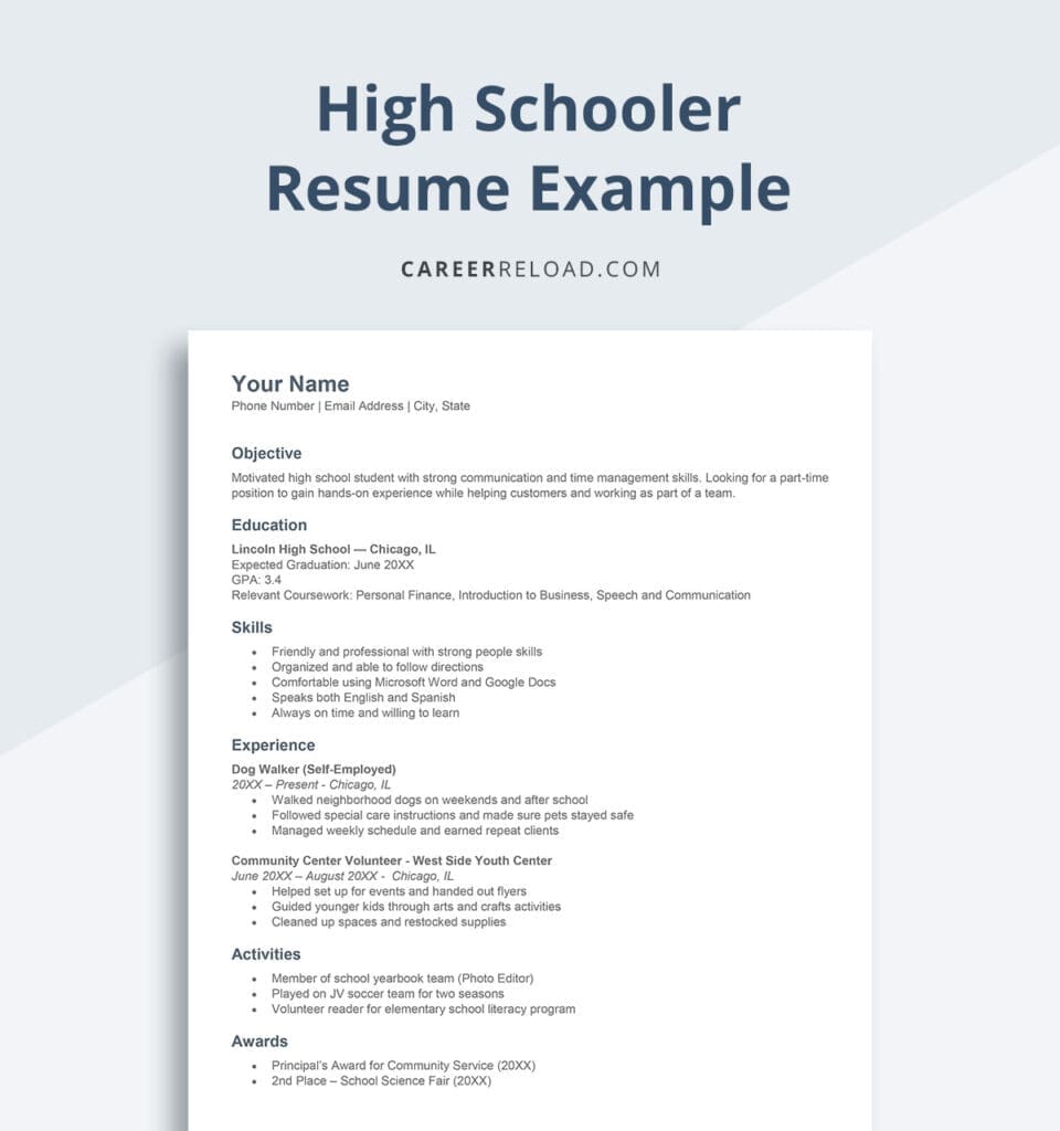 High Schooler Resume Examples and Templates