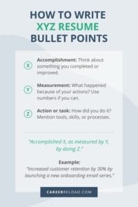 How to Use the XYZ Formula for Writing Resumes - Career Reload