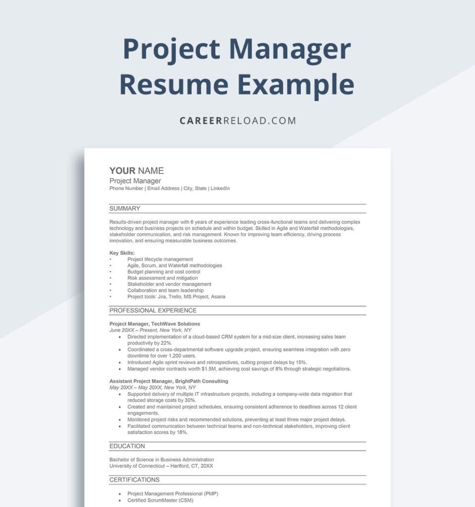 Project Manager Resume Examples & Template