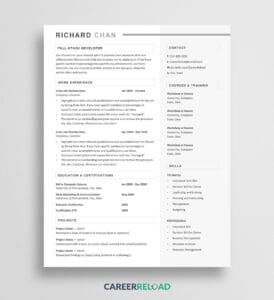 Free Resume Template in Word Document - Instant Download