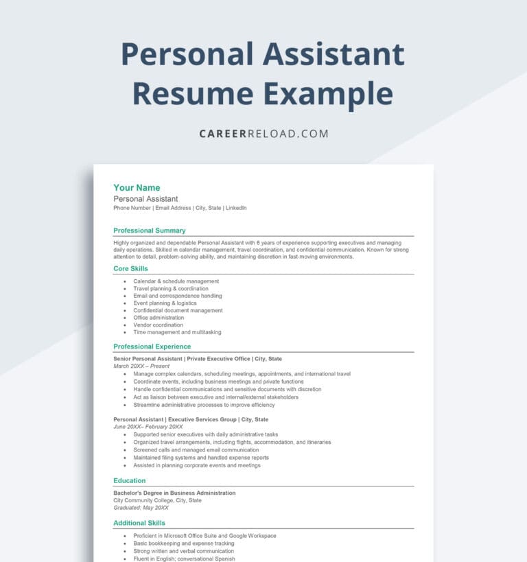 Personal Assistant Resume Examples and Writing Guide - Career Reload