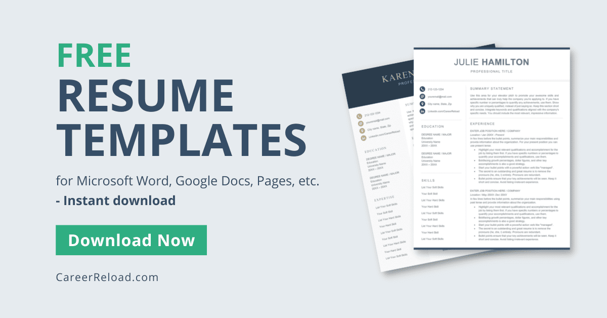 Free Resume Templates for Word & Google Docs | Career Reload